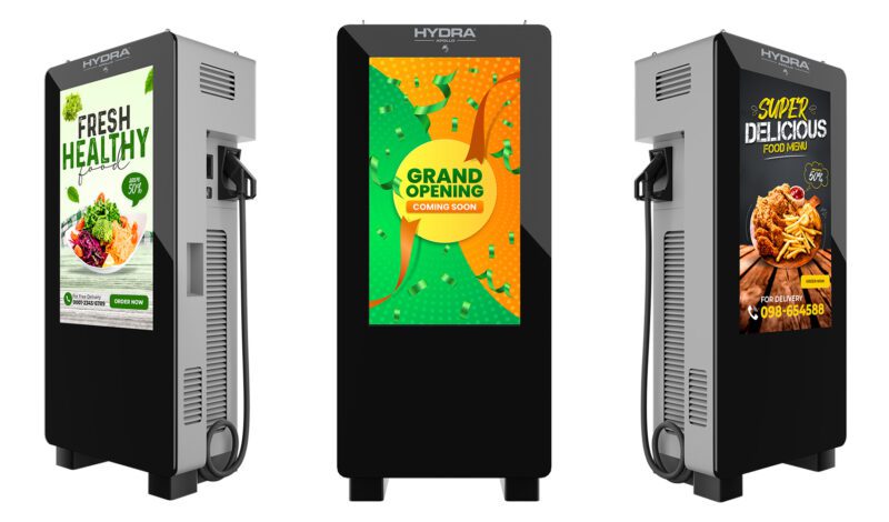 Apollo Max offers Rapid DC charging with built in 55" Advertising Screen